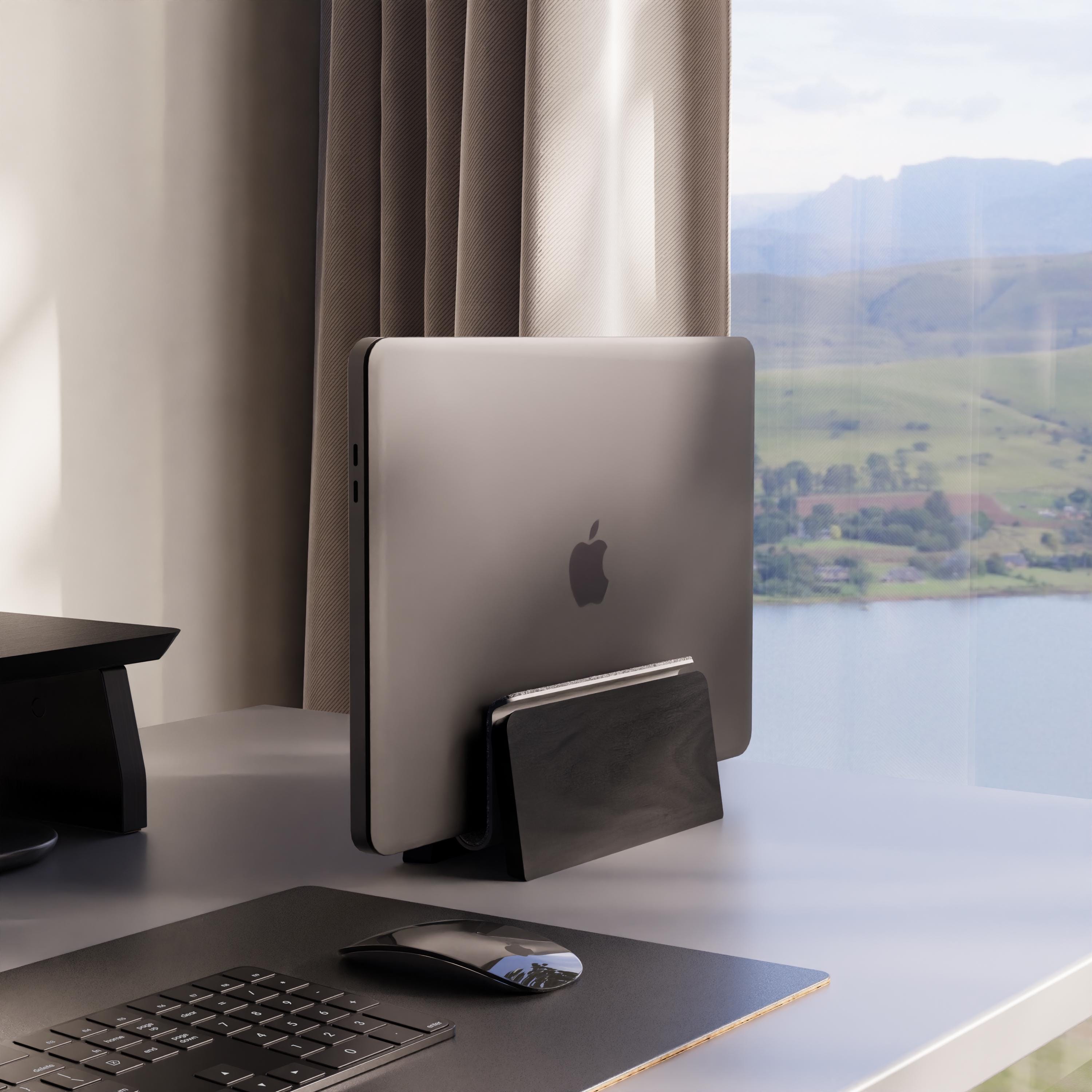 Walnut Wood Vertical Laptop Stand: Dual Slot Clamshell Dock - Etsy