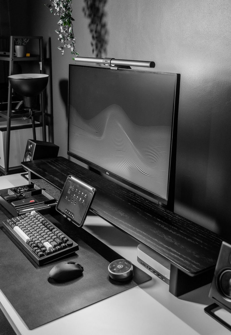 Desk Shelf Matte Black Monitor Riser Stand System Desk Organiser With ...