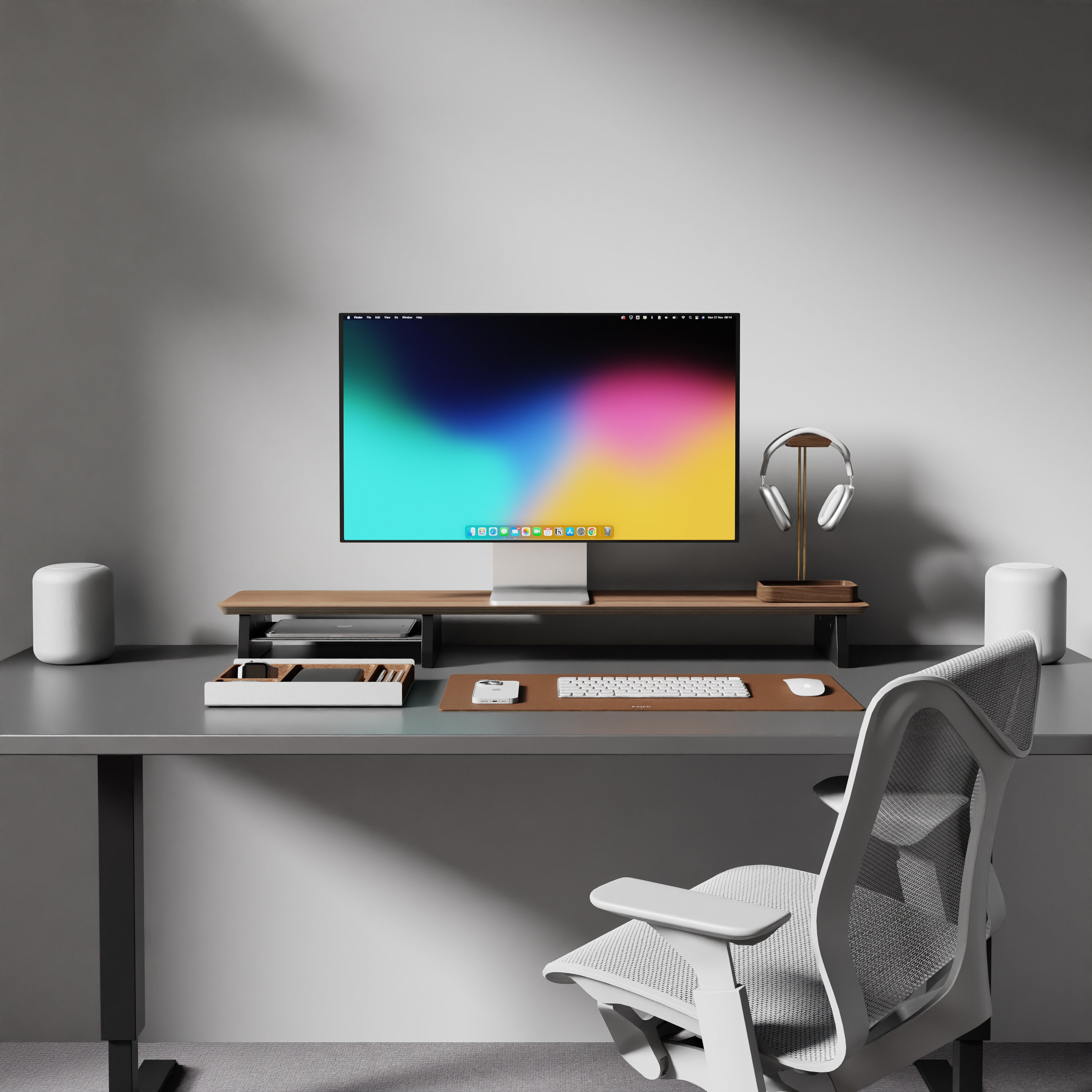 White desk riser shelf store