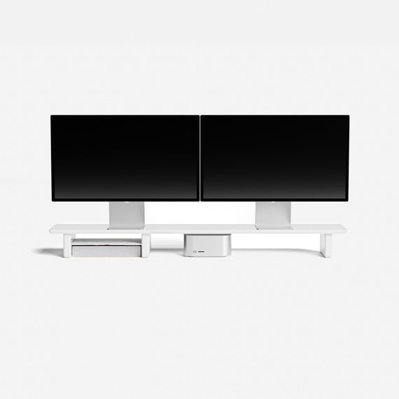 Desk Shelf System Dual Monitor Riser Stand Premium 15 Ply White Desk Setup Essential Screen Large Desk Organizer with Shelf Etsy