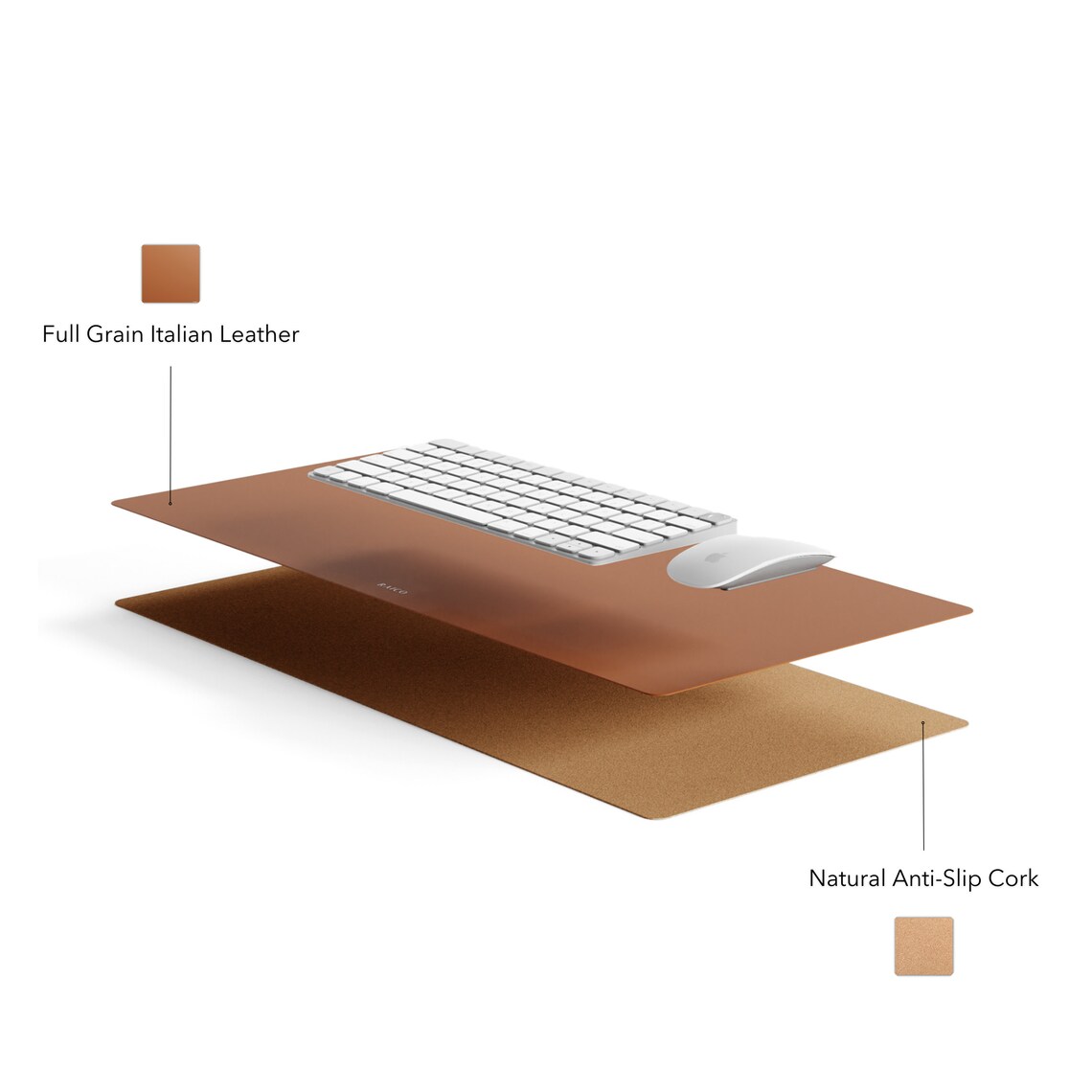 Leather Desk Pad Tan Brown Premium Italian Leather Real Minimal Desk ...