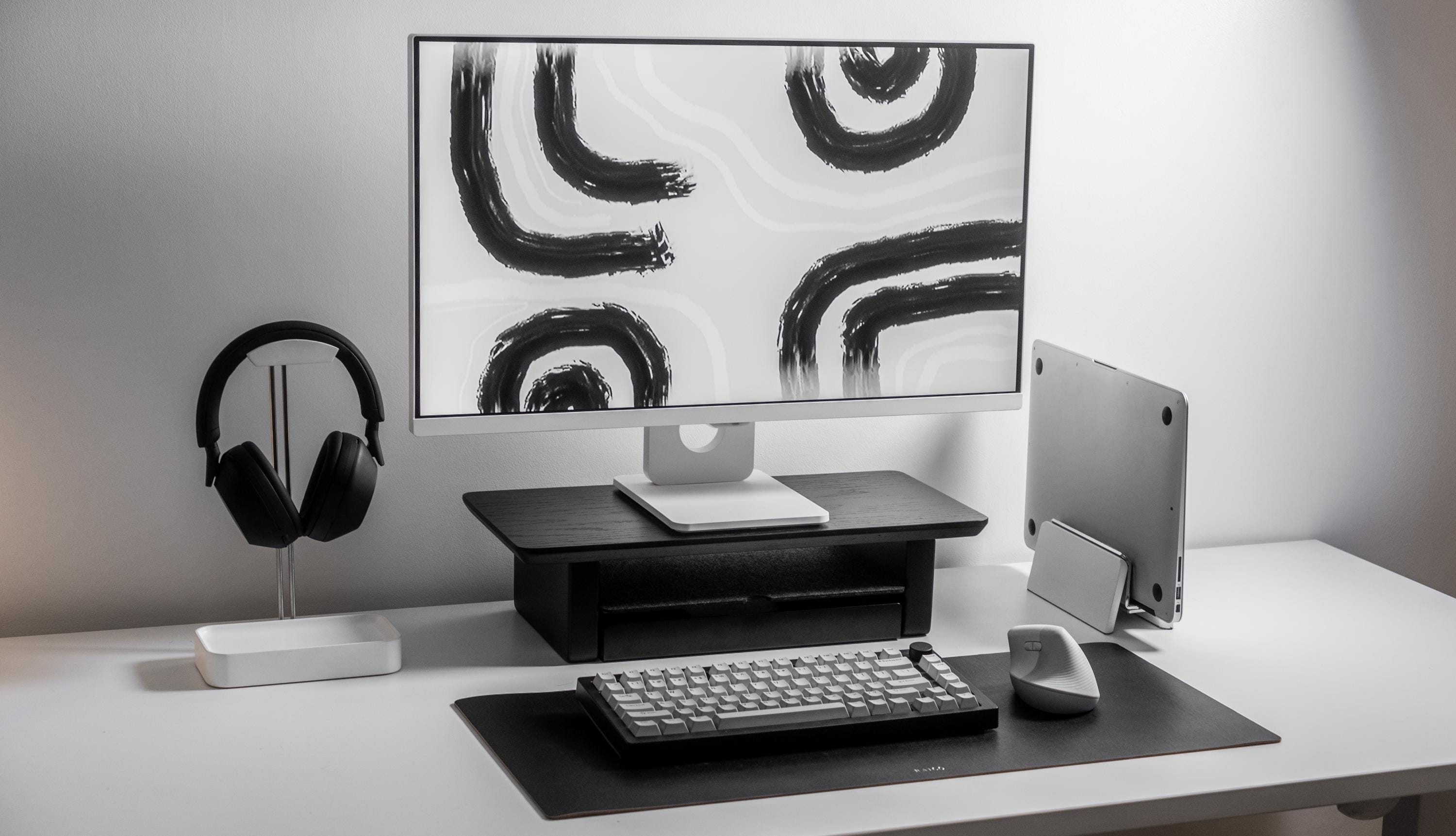 Desk Shelf Matte Black Monitor Riser Stand System Desk Organiser With ...