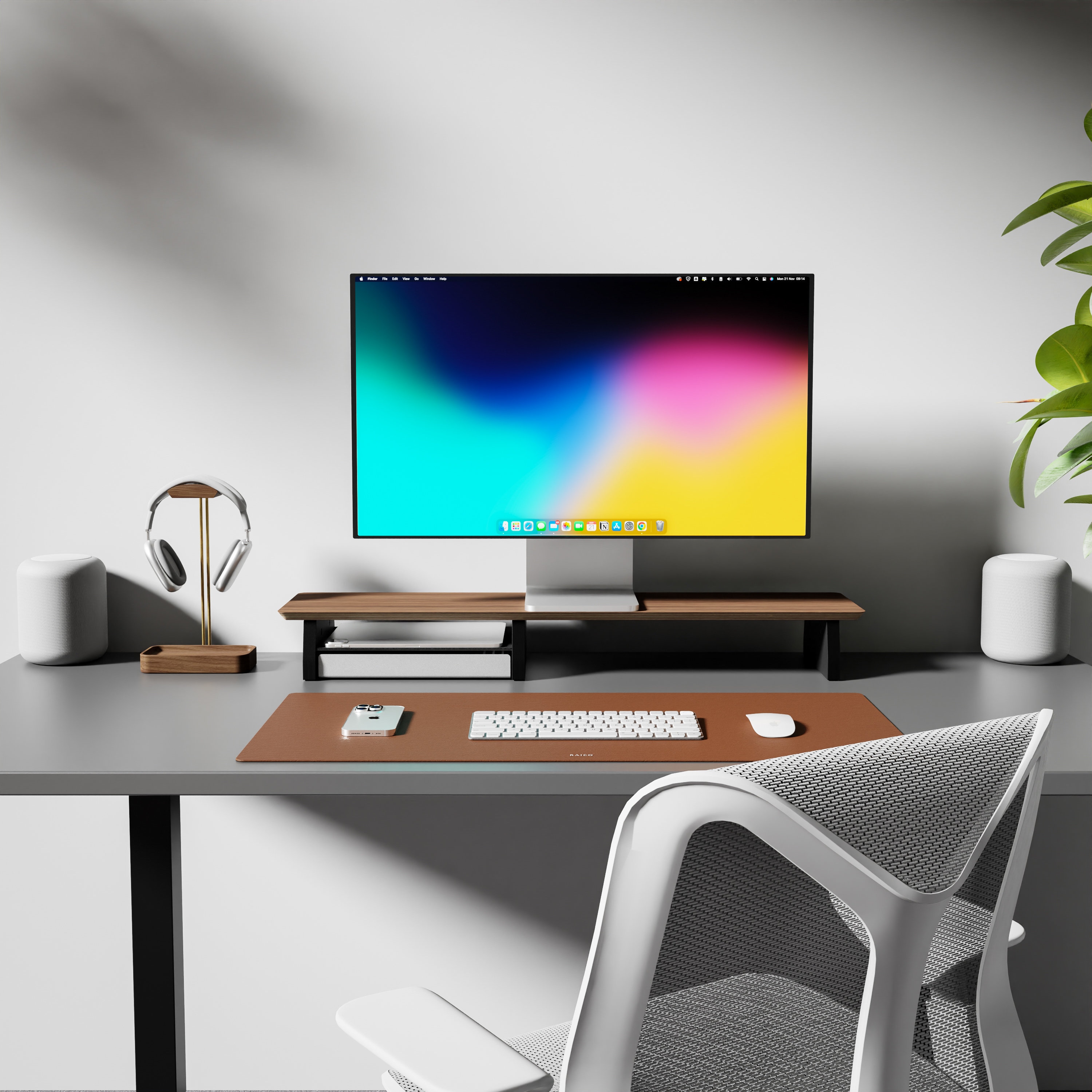 Leather Desk Pad Tan Brown Premium Italian Leather Real Minimal Desk ...