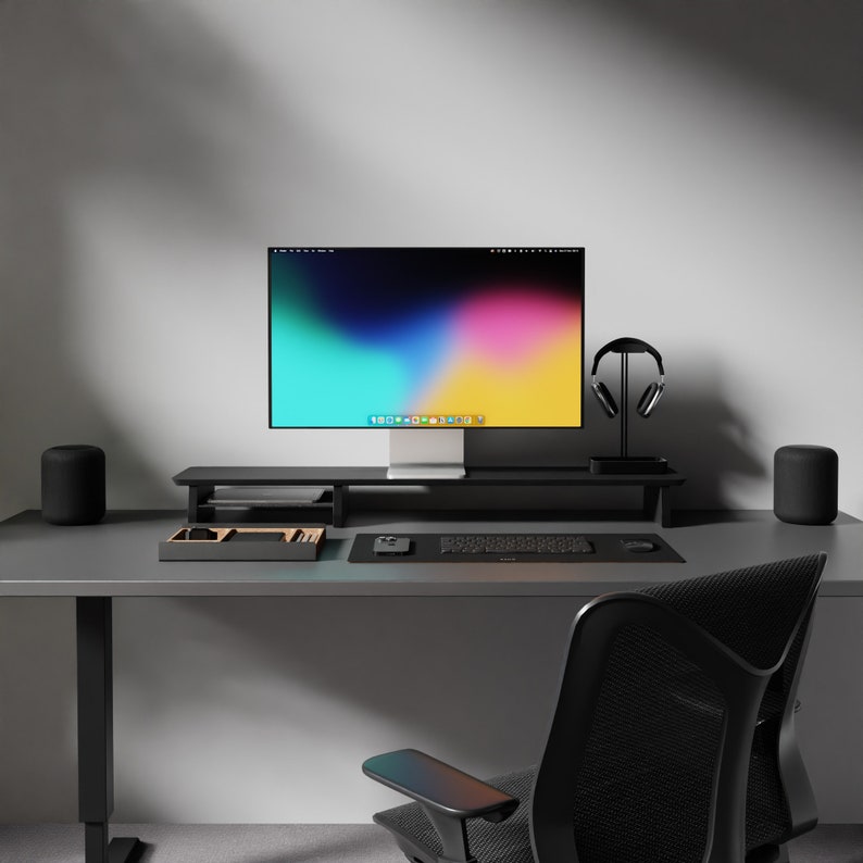 Desk Tray for Desk Shelf System Cork and Black Aluminium Catchall Valet ...