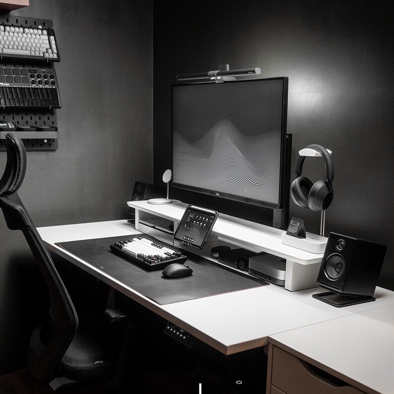 Desk Shelf System Dual Monitor Riser Stand Premium 15-ply White Desk ...