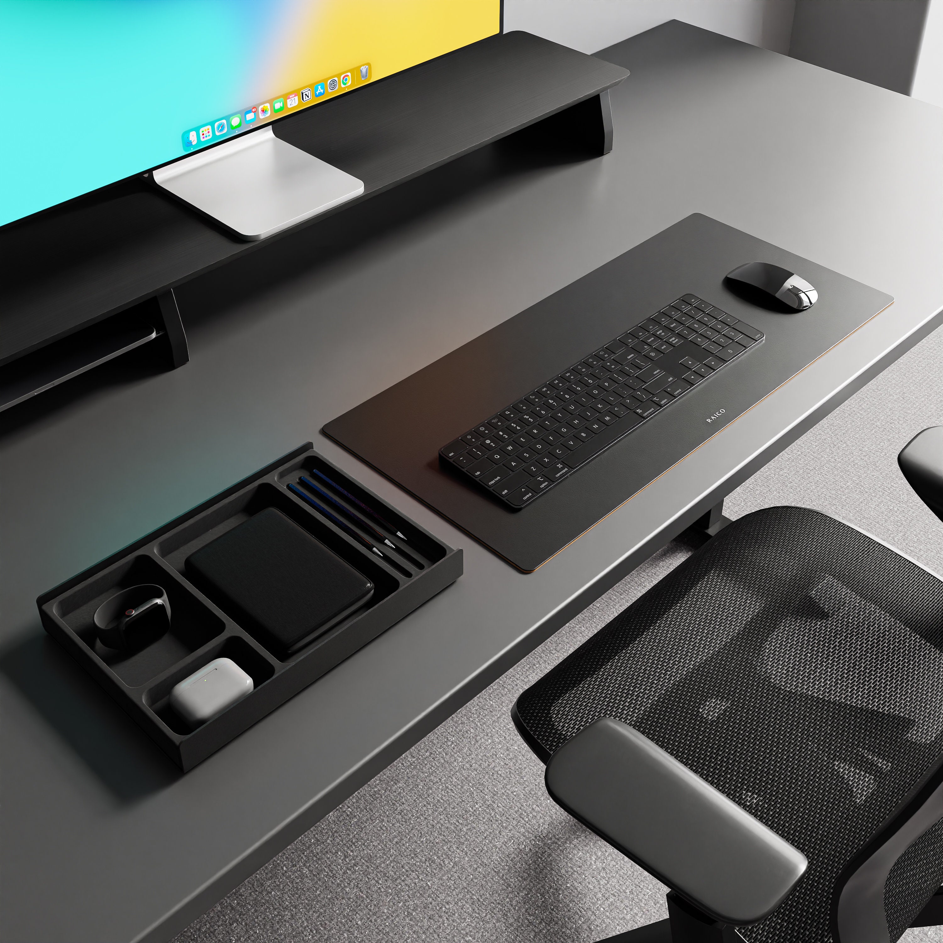 Leather Desk Pad Tan Brown Premium Italian Leather Real Minimal Desk ...