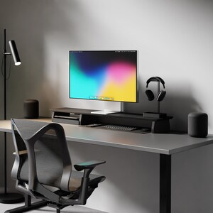 Monitor Stand Desk Shelf Riser Matte Black Dual Screen Large Desk ...