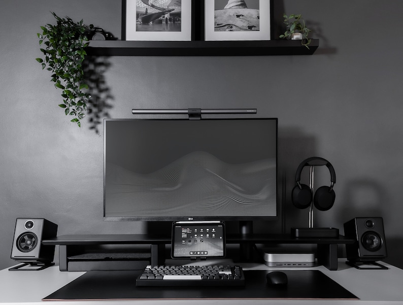 Desk Shelf Matte Black Monitor Riser Stand System Desk Organiser With ...