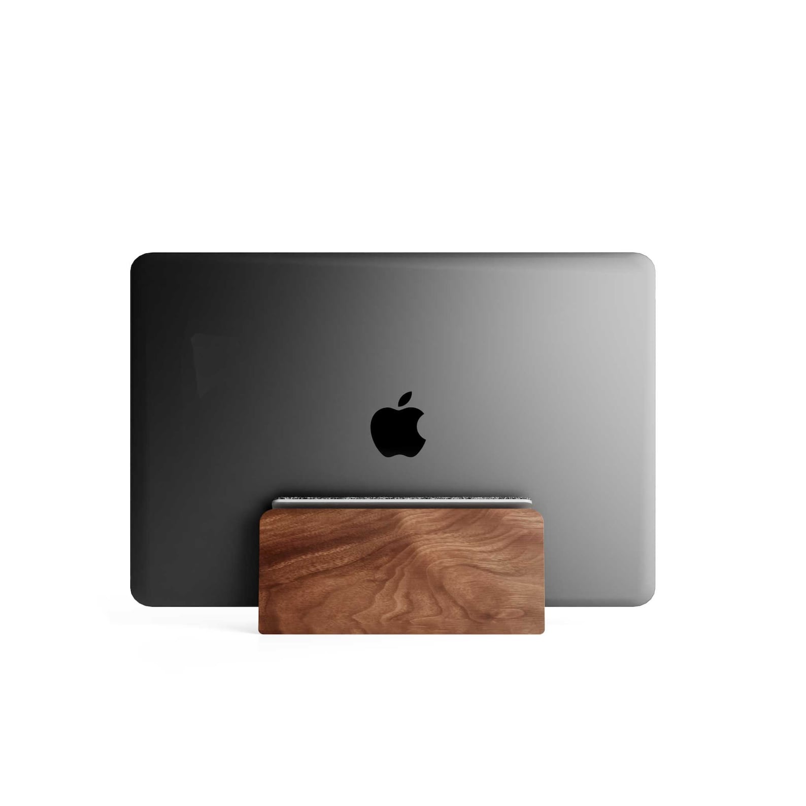 Vertical Laptop Stand Dual Slot Premium Walnut Wood Clamshell Stand ...