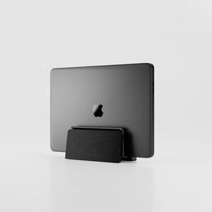 Vertical Laptop Stand Premium Black Wood Clamshell Stand Vertical for ...