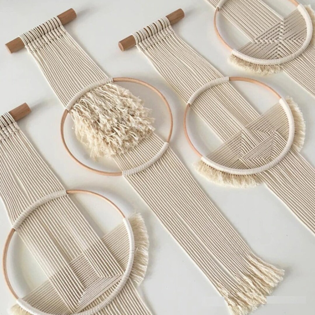 Circle Macrame Wall Hanging Circle Wall Decor Set Hoop Wall Art Macrame ...
