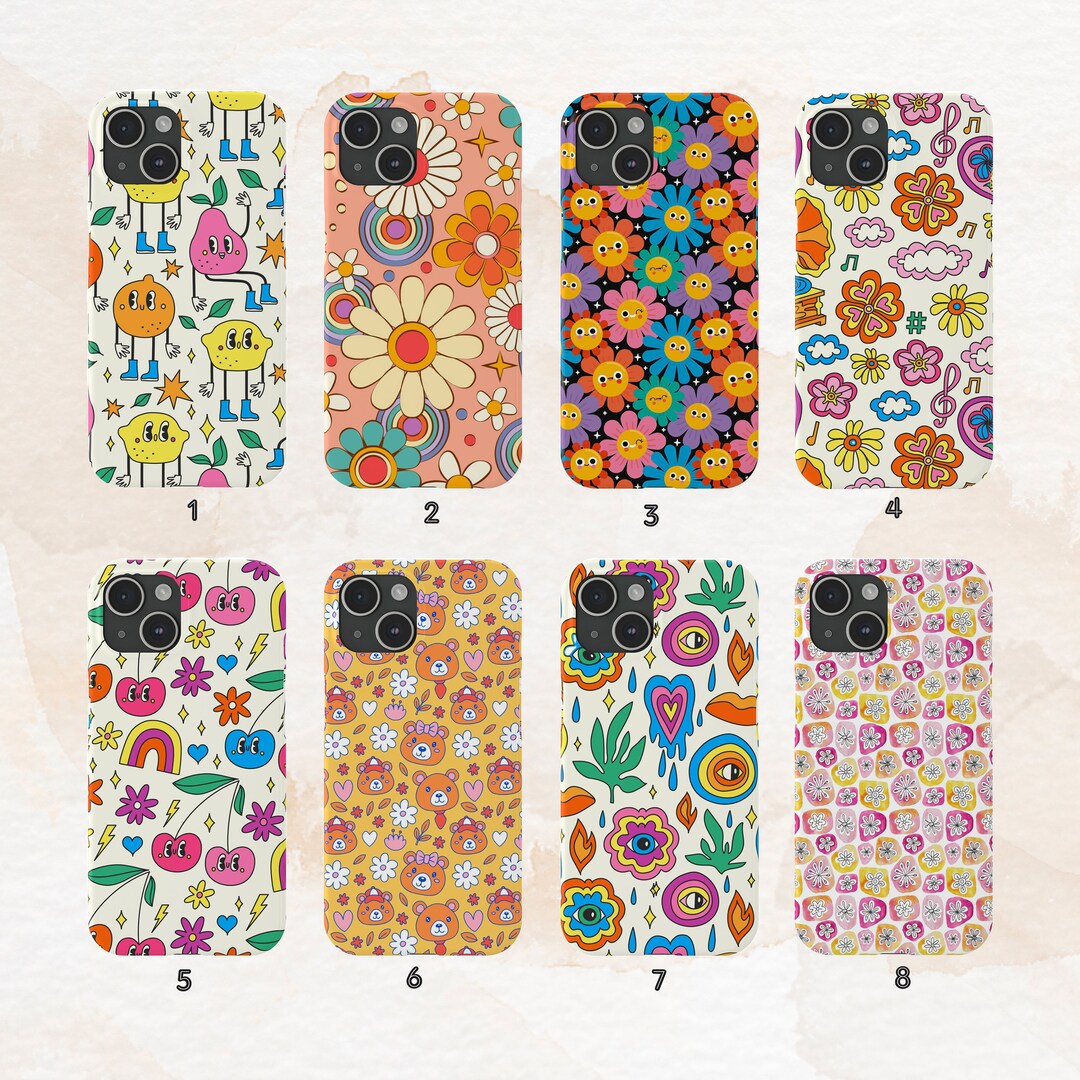 Retro Groovy Tough Phone Case Aesthetic Cover Fit for iPhone 15 Pro Max ...