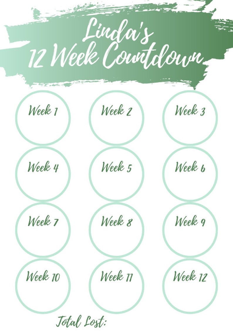 12 Week Weight Loss Tracker Template (print at Home) - Etsy