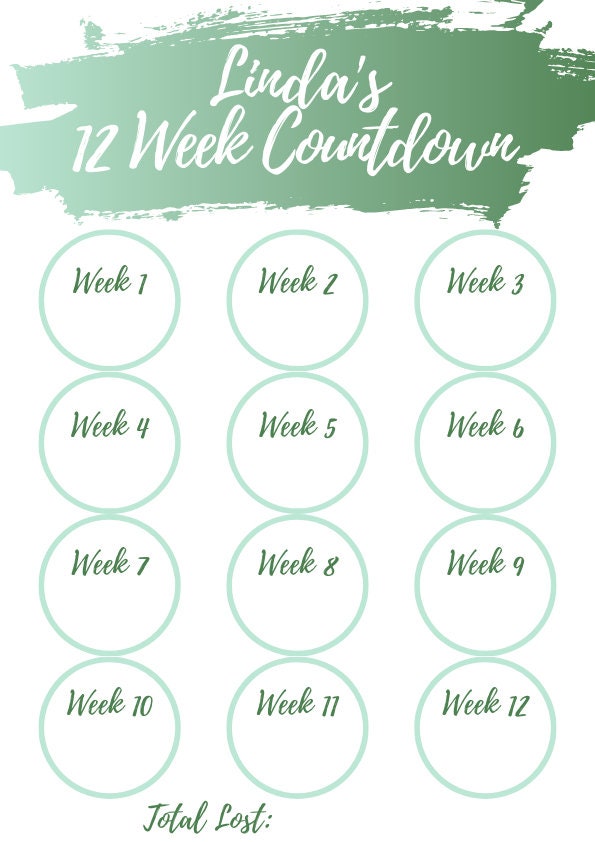 12 Week Weight Loss Tracker Template (print at Home) - Etsy