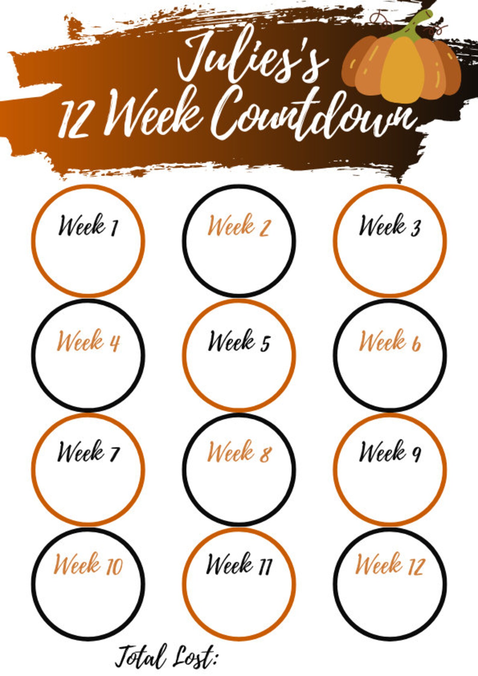 12 Week Weight Loss Tracker Template print at Home - Etsy