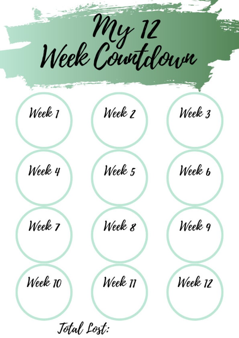 12 Week Weight Loss Tracker Template (print at Home) - Etsy