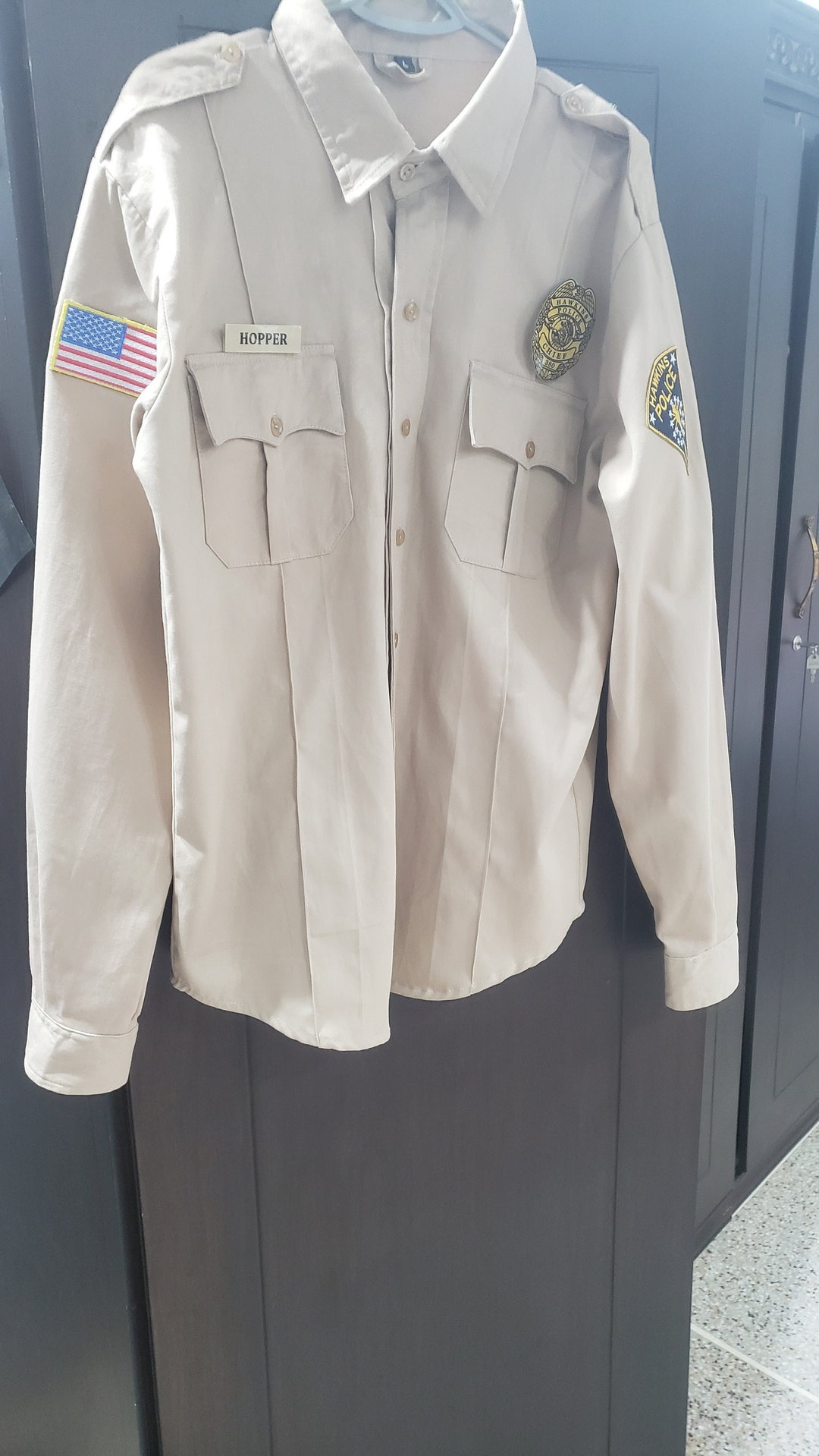 Jim Hopper Hawkins Police Chief Shirt & Badge From Netflix Stranger ...