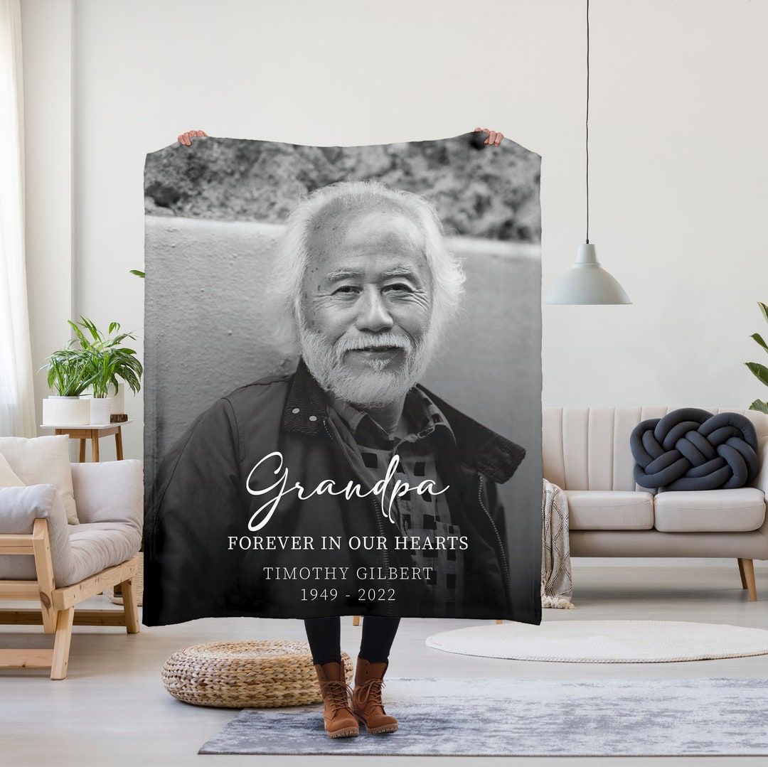 Memorial Photo Blanket for Loss of Loved One. 1 Photo - Black & White ...