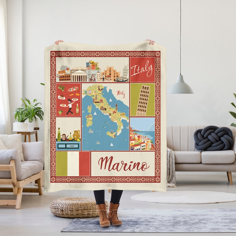 Personalized Italy Heritage Name Blanket - Italian Family Name Blanket ...