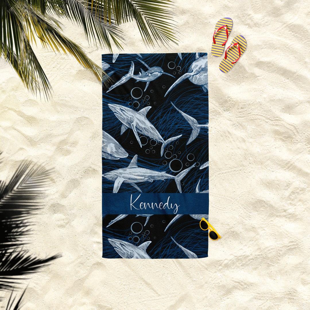 Personalized Shark Beach Towel, Custom Towel Perfect for Kid's, Toddler ...