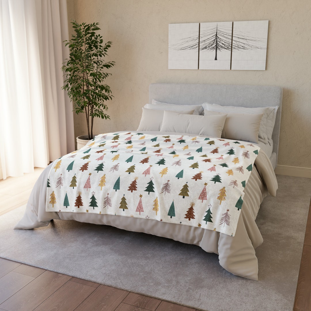 Holiday Season Boho Christmas Tree Patterned Blanket Throw. Christmas ...