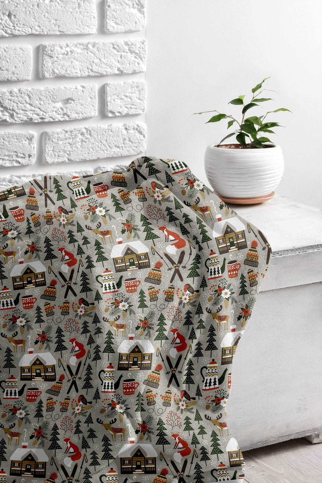 Holiday Season Boho Christmas Tree Patterned Blanket Throw. Christmas ...