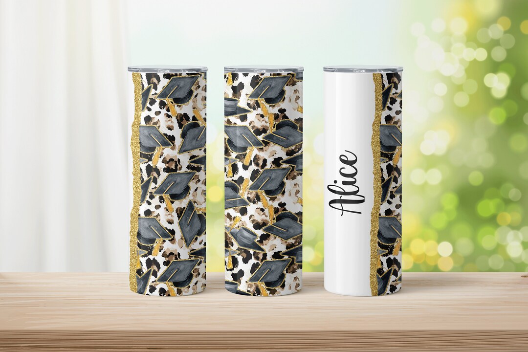 Personalized Graduation Cap and Cheetah Print Tumbler for Seniors ...
