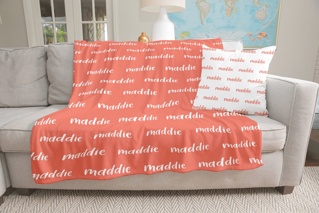 Personalized Name + Repeat Name Blanket - Custom Name Gift for Girl or ...