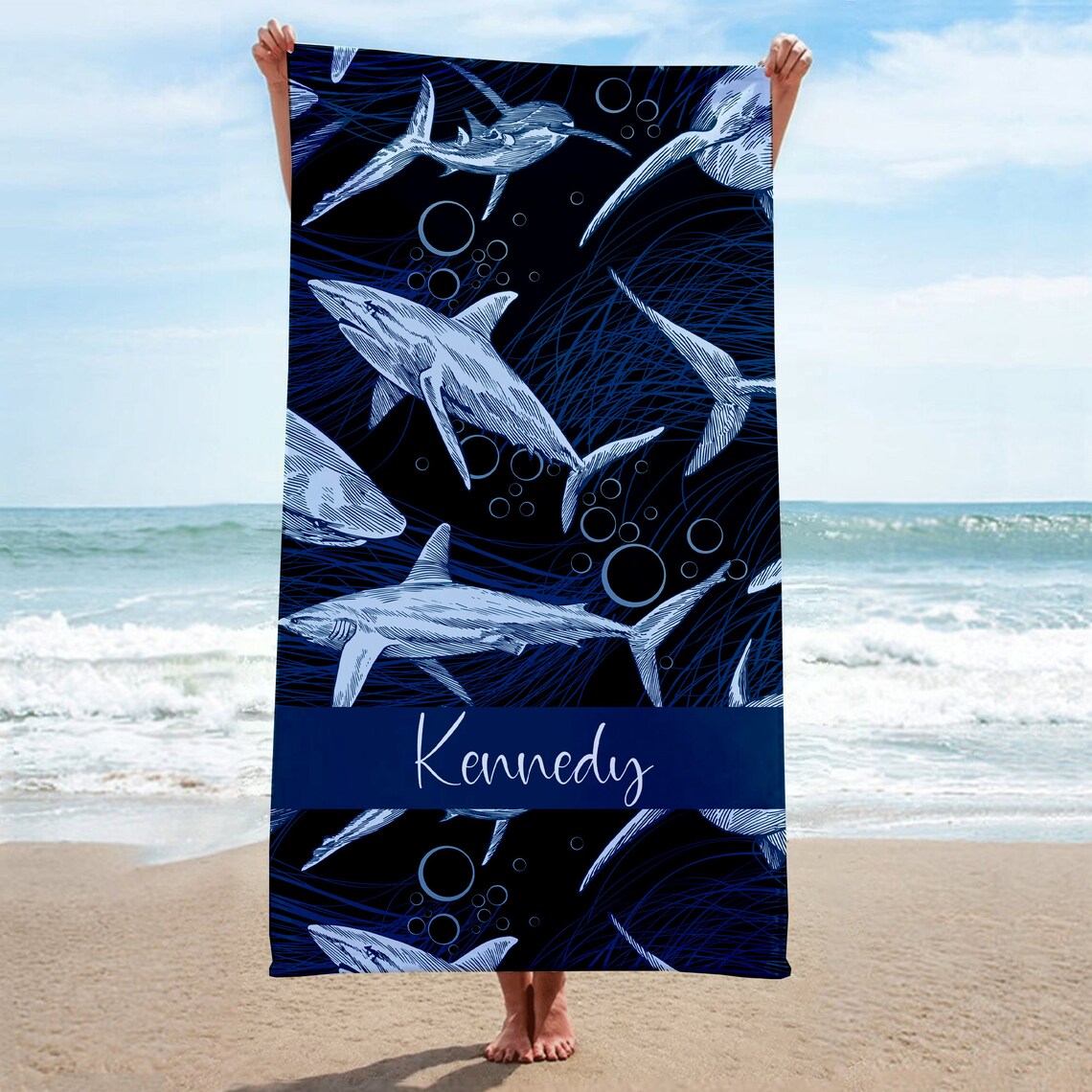 Personalized Shark Beach Towel Custom Towel Perfect for - Etsy