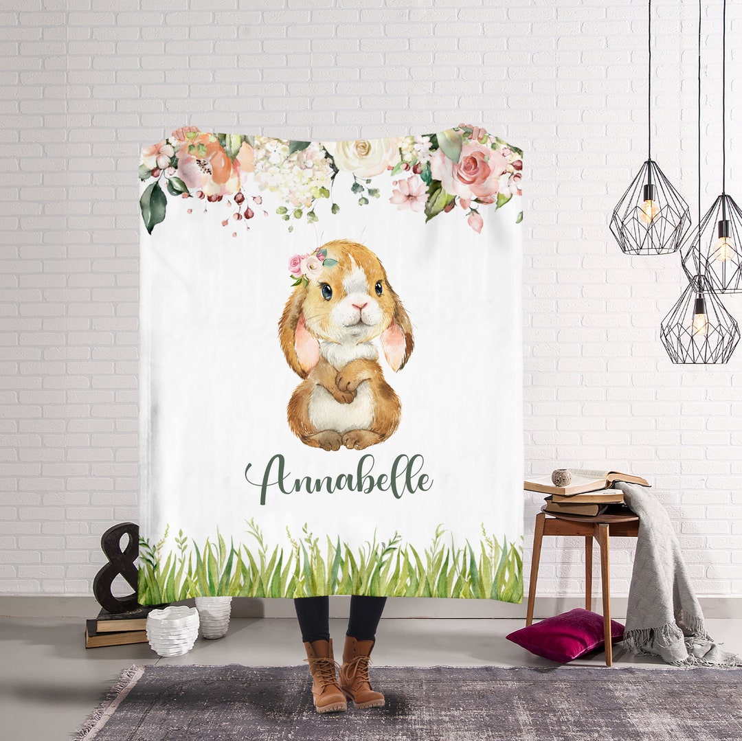 Personalized Baby Bunny Rabit - Pink and Green Easter Baby Bedding ...
