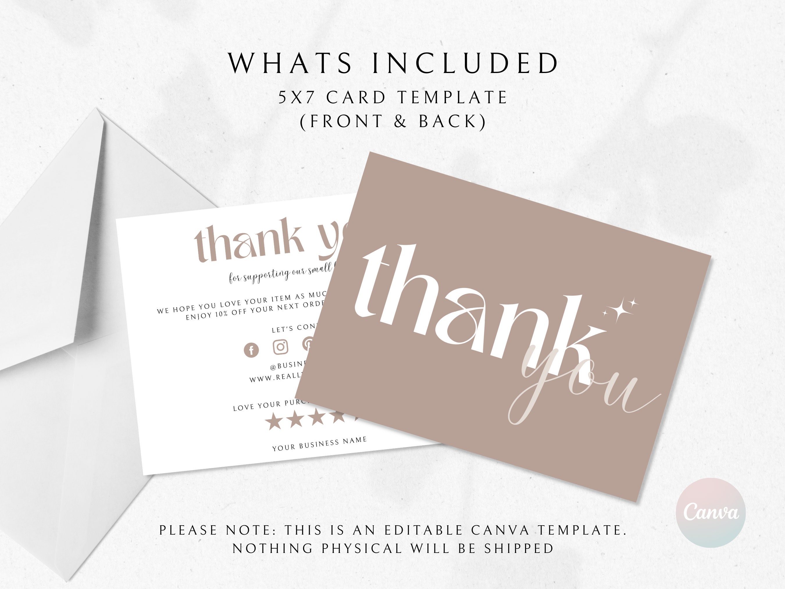 Thank You Cards Business, Thank You Cards Small Business, Editable ...