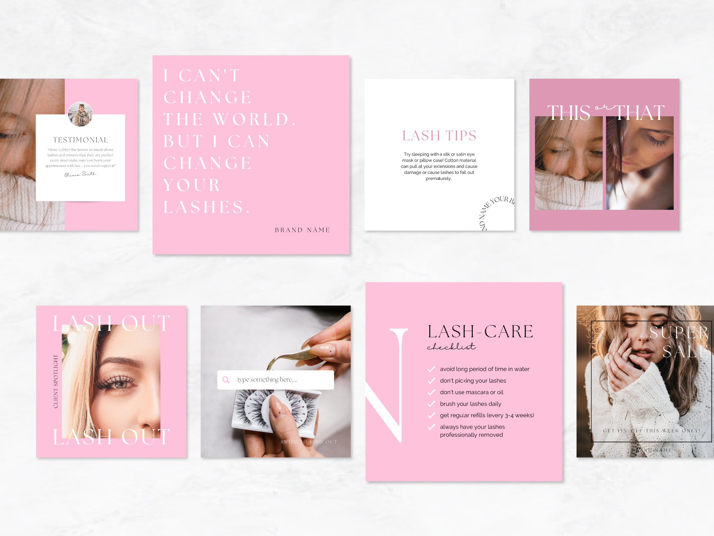 Lash Tech Instagram Post Templates, Lash Artist Instagram, Lash Tech ...