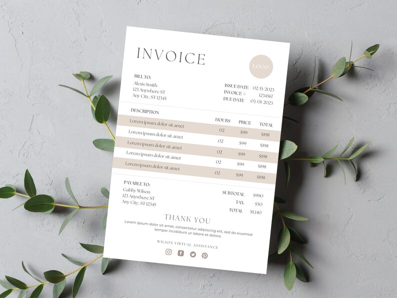 Invoice Template, Printable Invoice, Editable Invoice, Business Invoice ...