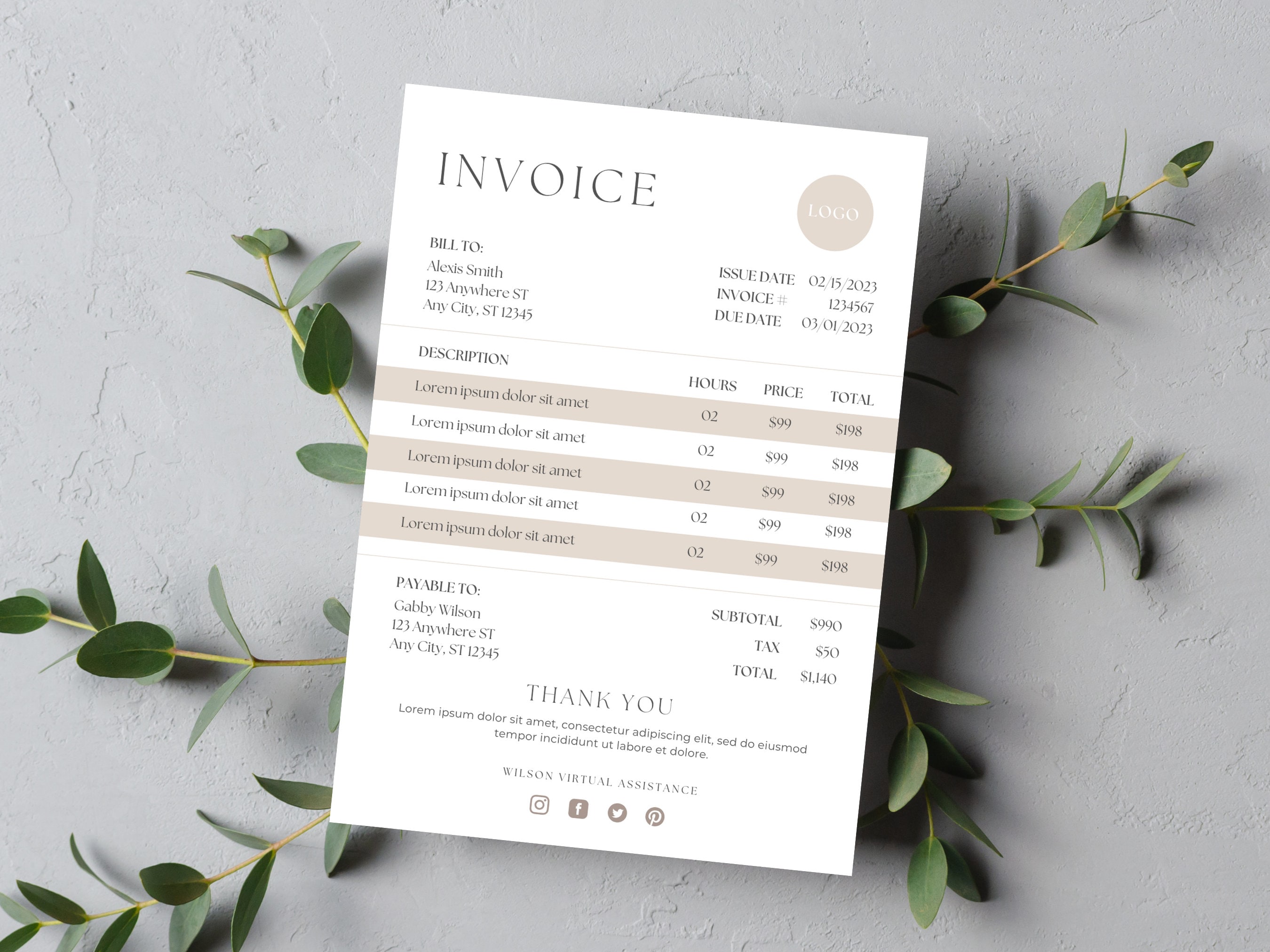 Buy Invoice Template, Printable Invoice, Editable Invoice, Business ...