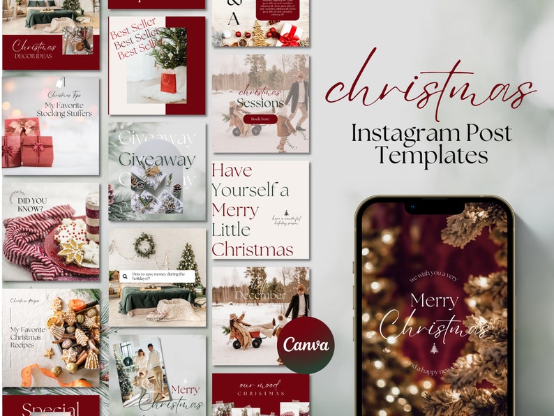Christmas Instagram Post Templates, Christmas Instagram Templates Canva ...
