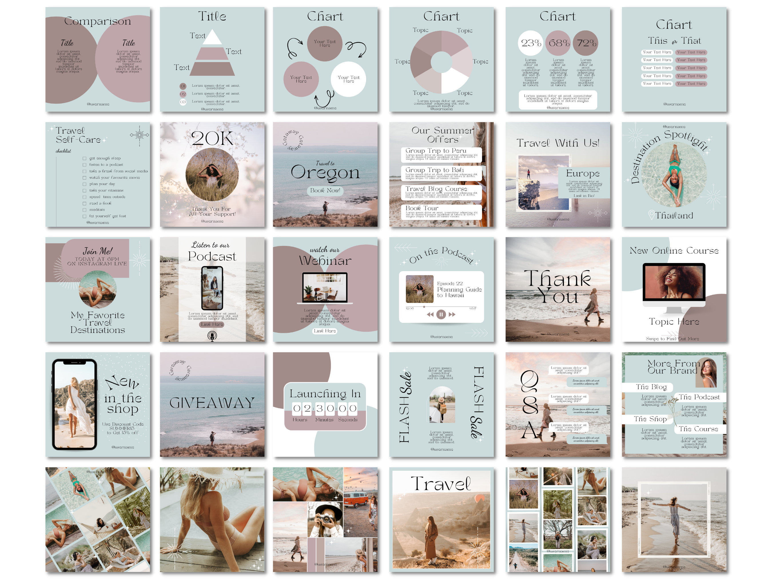Travel Instagram Post, Travel Digital Download, Travel Agent Template ...