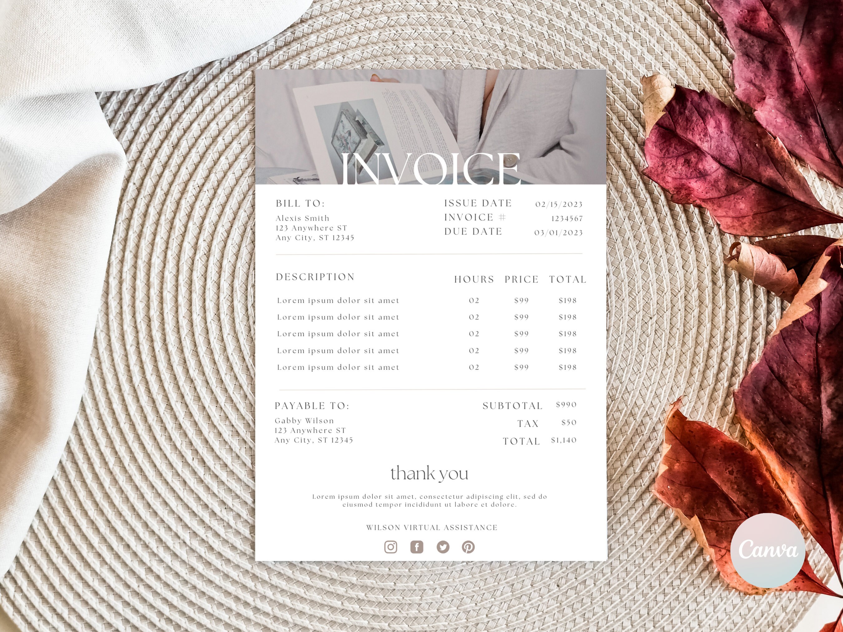 Invoice Template, Printable Invoice, Editable Invoice, Business Invoice ...