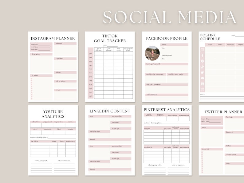 Social Media Planner, Content Planner, Instagram Planner, Blog Planner ...