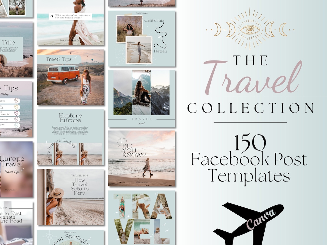Travel Facebook Post, Travel Digital Download, Travel Agent Template ...