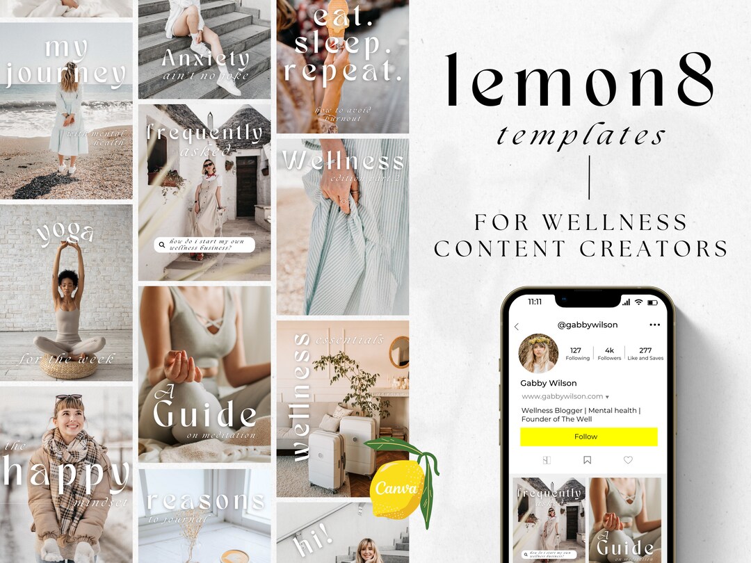 Lemon8 Template, Wellness Lemon8 Template, Boho Lemon8 Post, Lemon8 Template Canva, Lemon8 ...