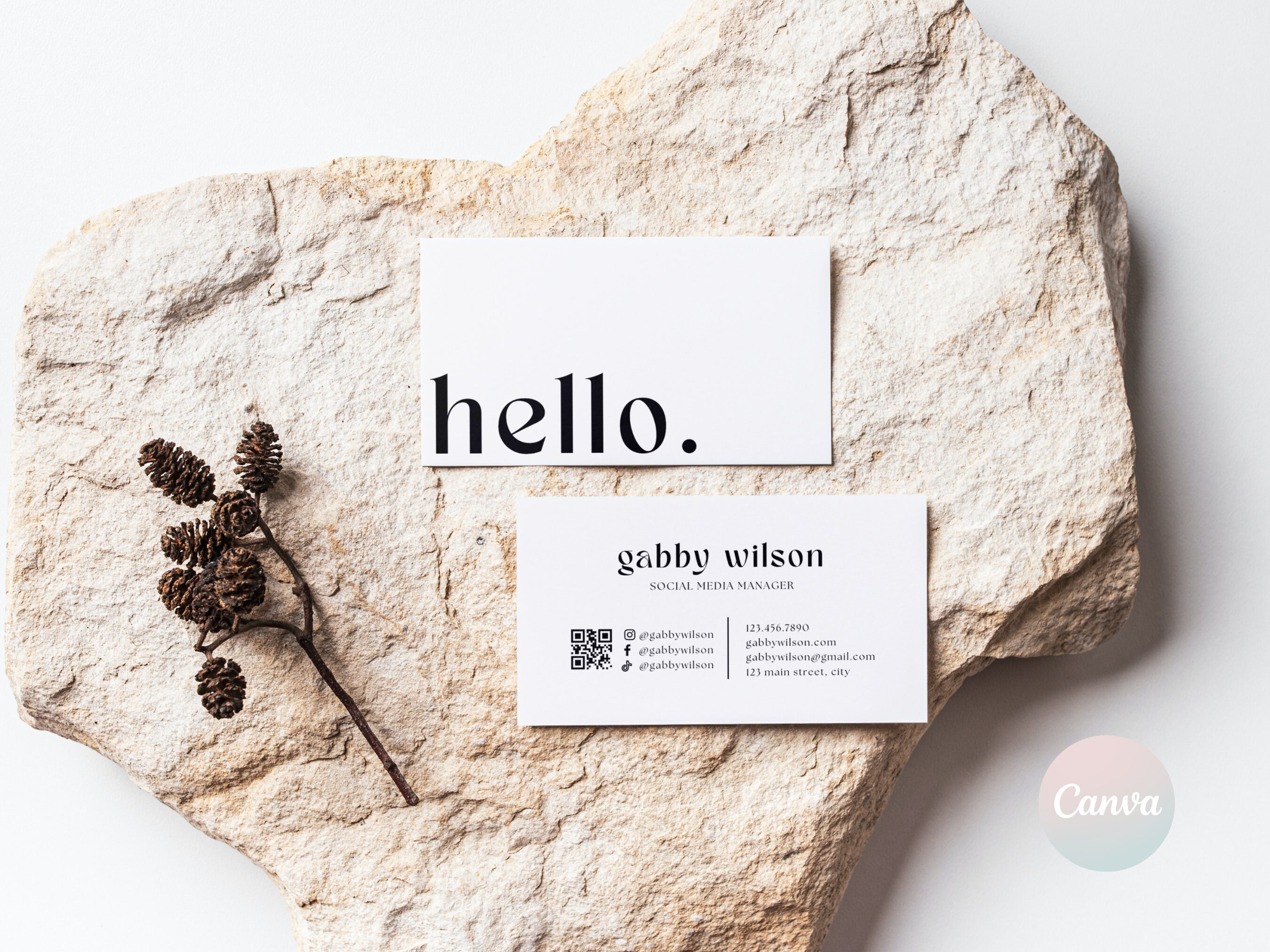 Unique Business Card, Boho Business Card Template Canva, DIY Printable ...