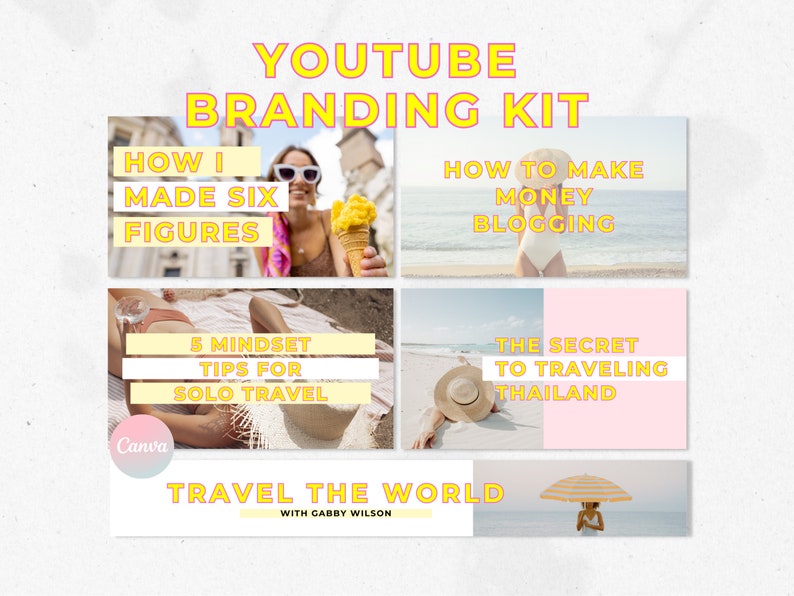 Youtube Banner, Yellow Youtube Branding Kit, Youtube Thumbnail, Youtube ...