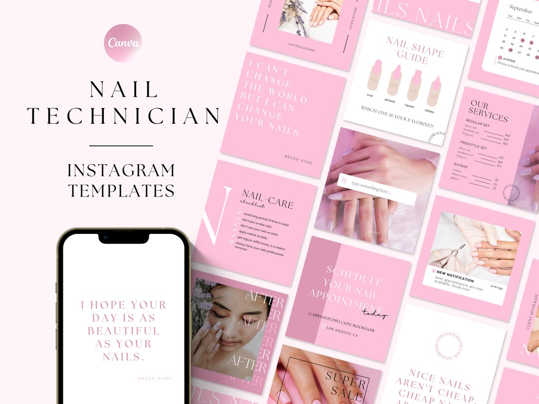 Nail Technician Instagram Templates, Nail Tech Branding Kit, Nail Tech ...
