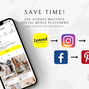 Lemon8 Template, Wellness Lemon8 Template, Boho Lemon8 Post, Lemon8 Template Canva, Lemon8 ...