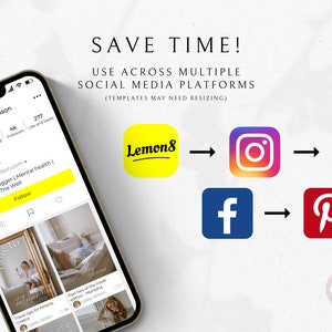 Lemon8 Template, Wellness Lemon8 Template, Boho Lemon8 Post, Lemon8 Template Canva, Lemon8 ...