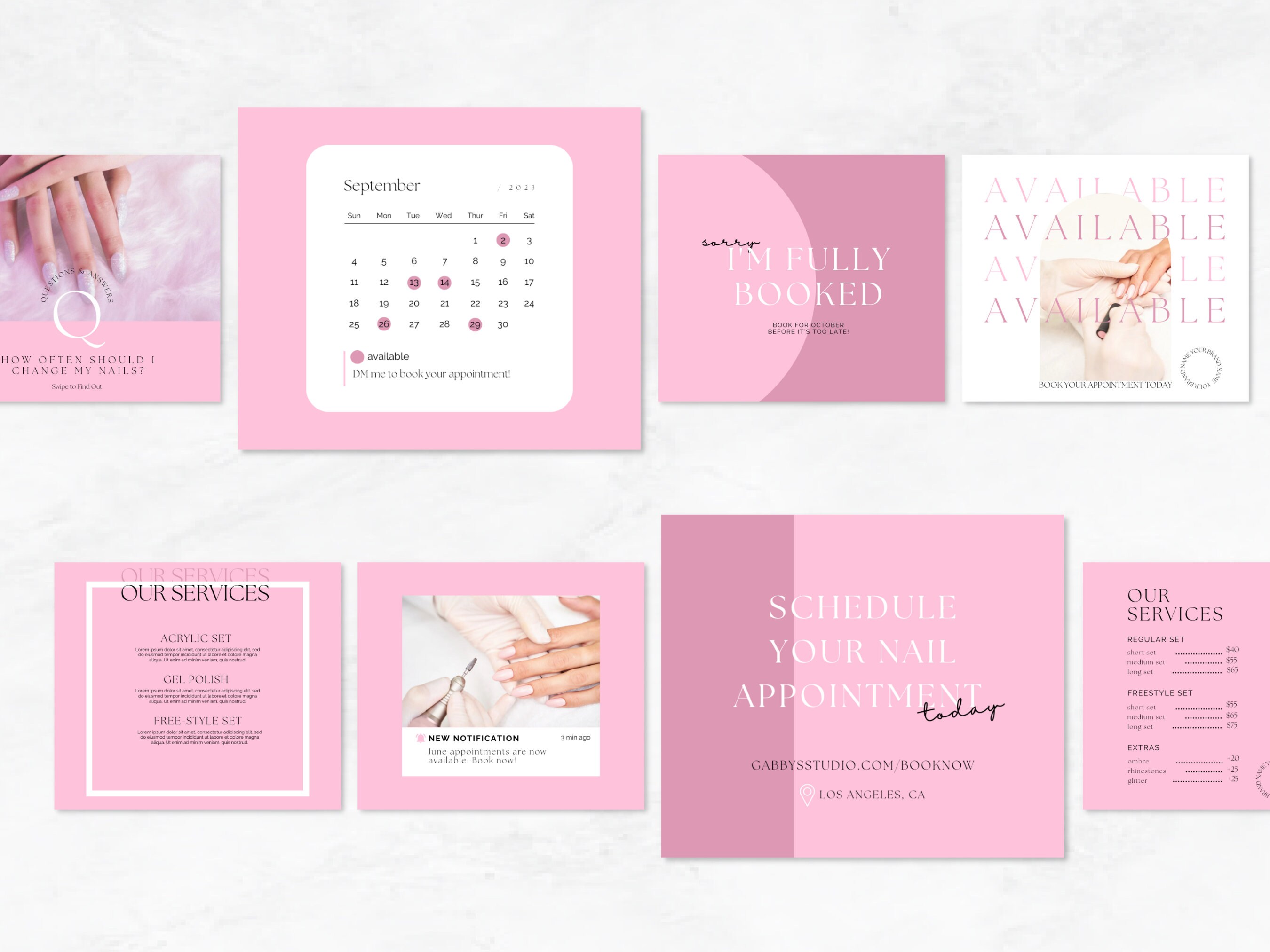 Nail Technician Facebook Post Templates, Nail Tech Branding Kit, Nail ...