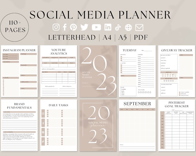 Social Media Planner Printable | Social Media Planner Bundle | Content ...
