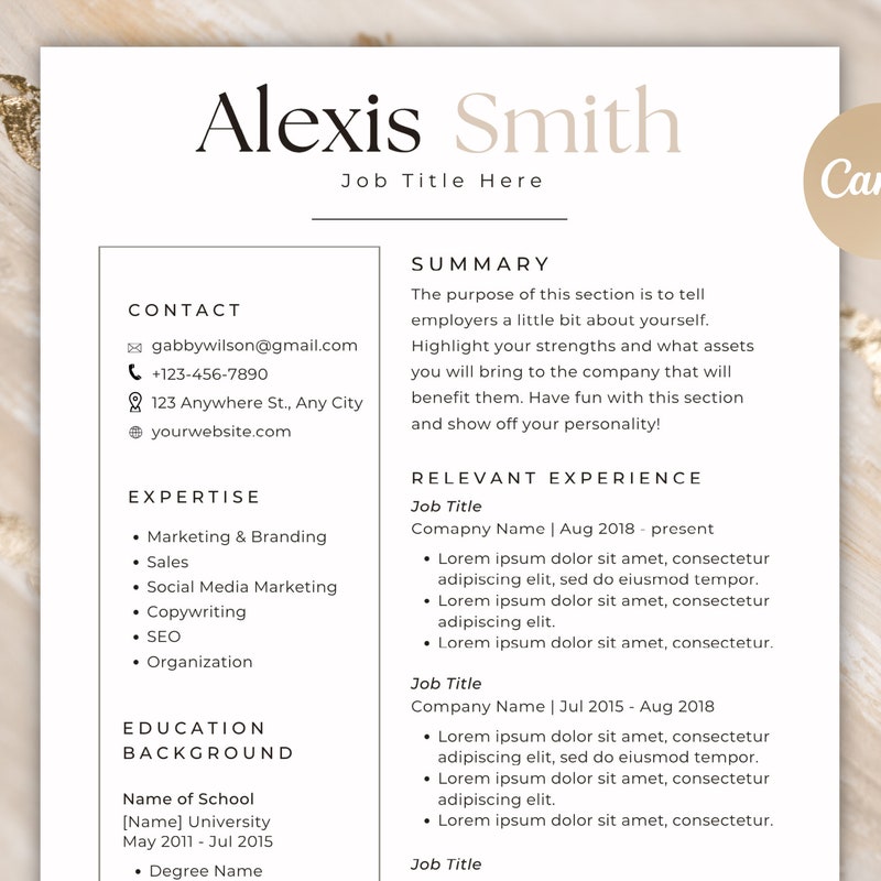Canva Resume Maker Template Template - Etsy UK