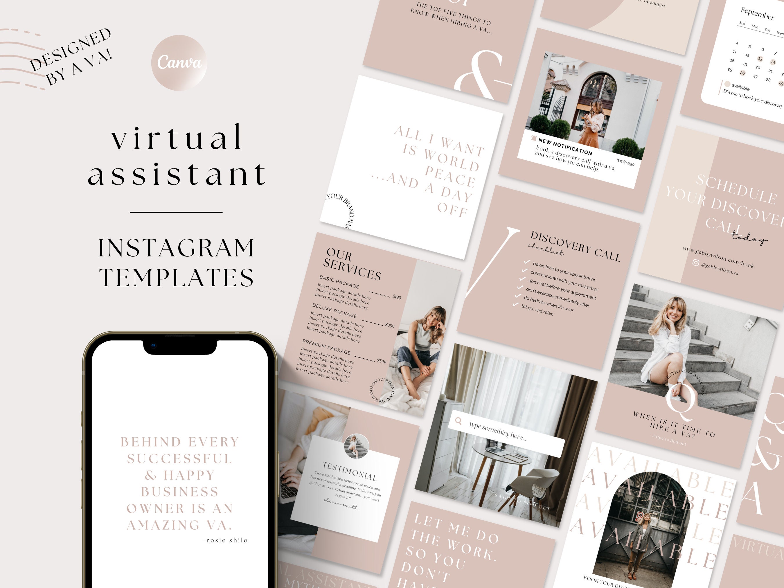Virtual Assistant Instagram Templates VA Instagram Post VA - Etsy