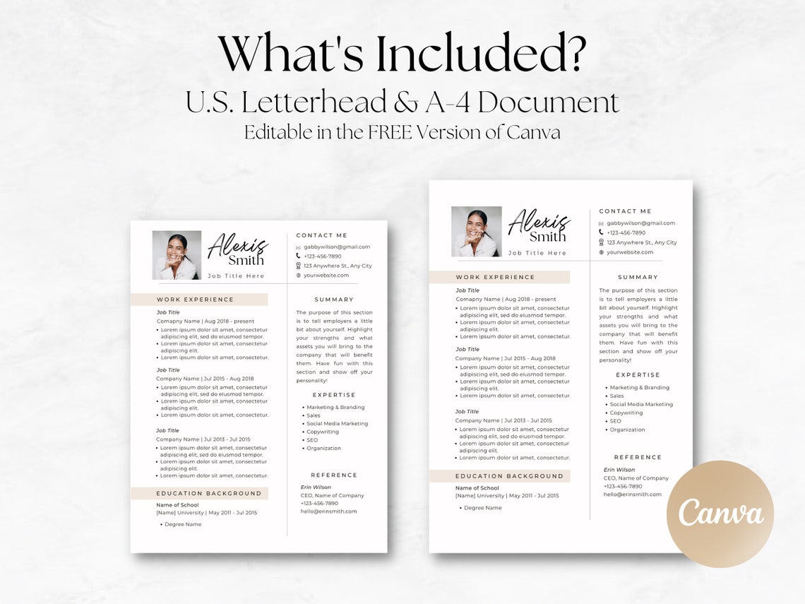 College Resume Template Canva Resume Template Resume Etsy